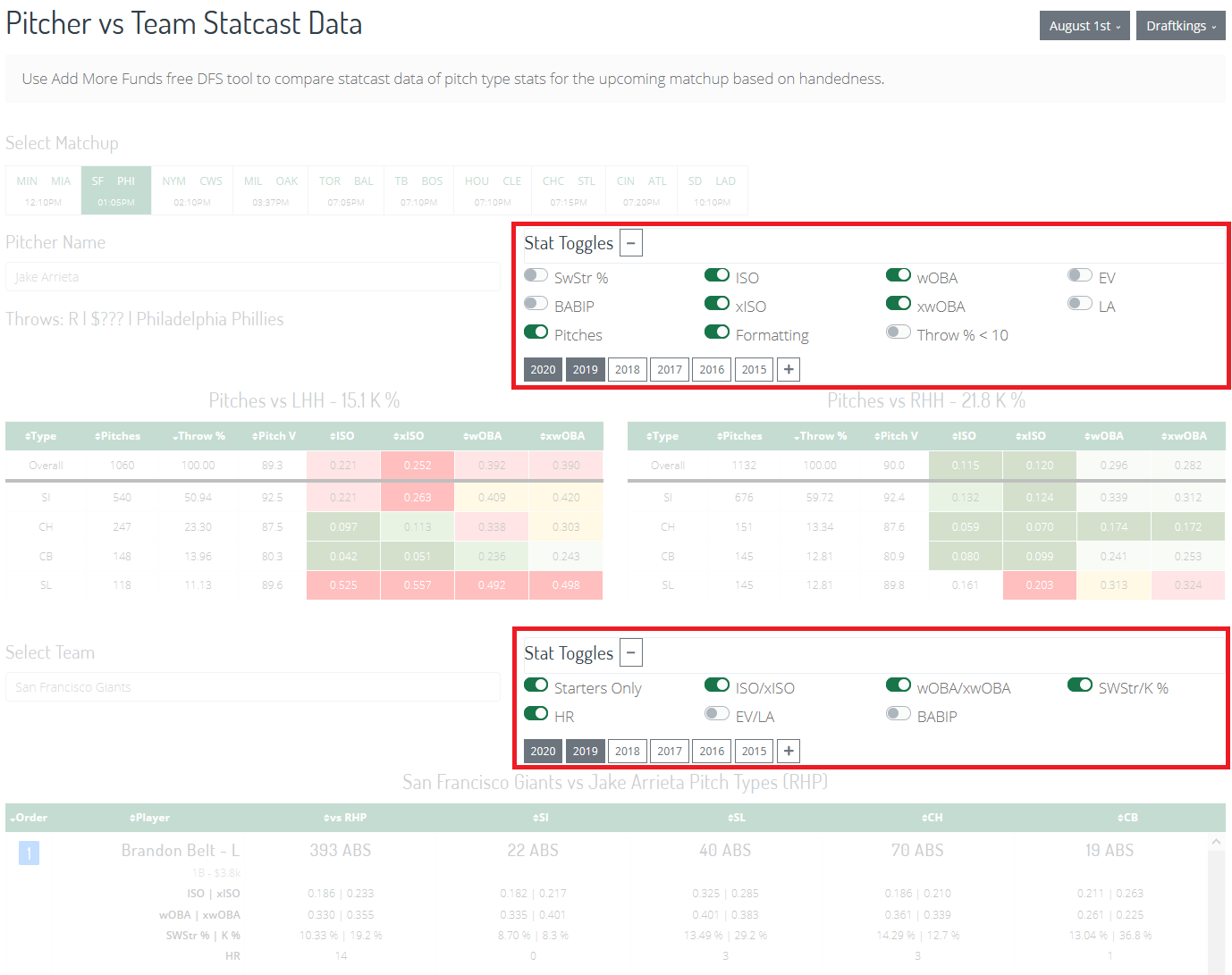 MLB Pitcher vs Team Statcast Data